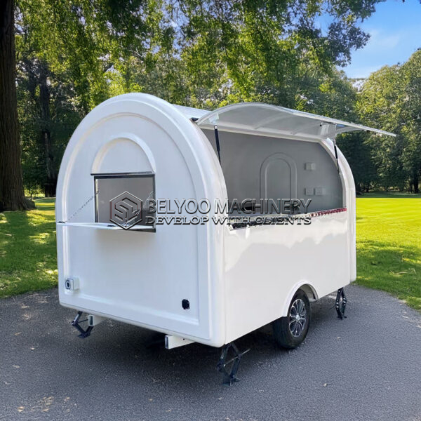 8FT White Small Round Trailer - Belyoo Food Truck Trailer