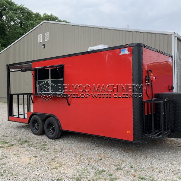 Red Fence Square Food Trailer - Belyoo Food Truck Trailer