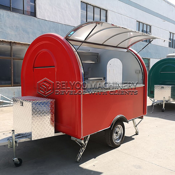 8FT Red Small Round Trailer - Belyoo Food Truck Trailer