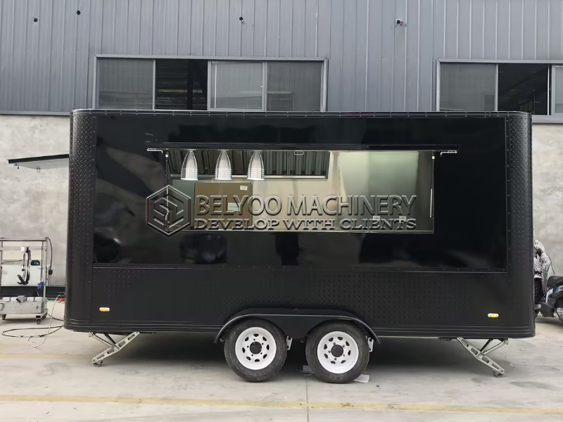 15FT Black Square Food Trailer, Mobile Food Trailer for Sale - Belyoo