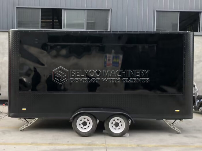 15FT Black Square Food Trailer, Mobile Food Trailer for Sale - Belyoo