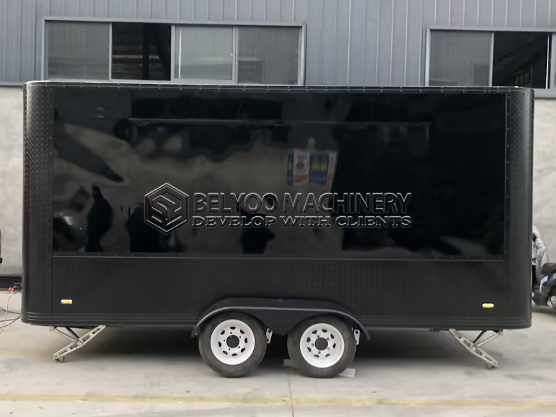 15FT Black Square Food Trailer, Mobile Food Trailer for Sale - Belyoo