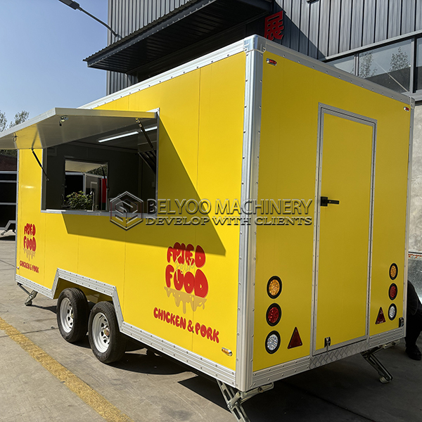 13FT Yellow Single Window Square Food Trailer - Belyoo