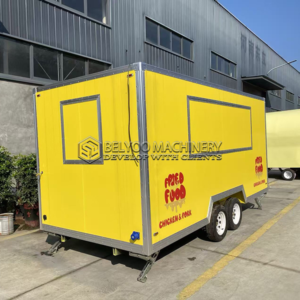 13FT Yellow Single Window Square Food Trailer - Belyoo
