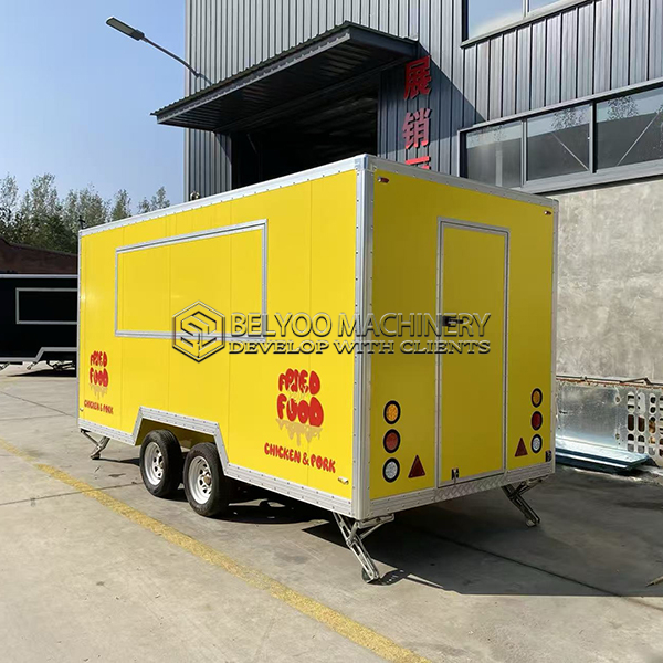 13FT Yellow Single Window Square Food Trailer - Belyoo