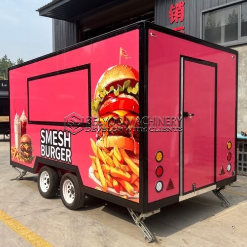 13FT Pink Single Window Sticker Square Food Trailer for Hamburgers and ...