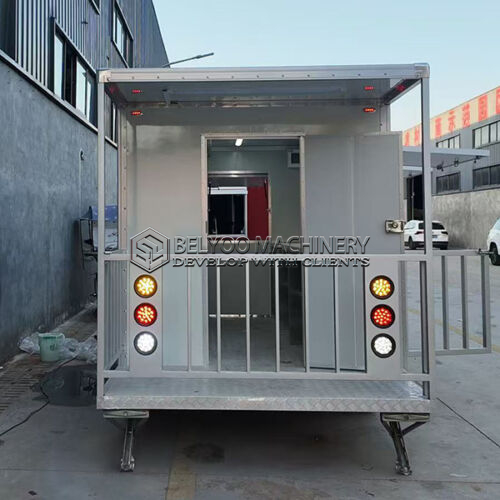 13FT White Double window Square Food Trailer with Fence - Belyoo